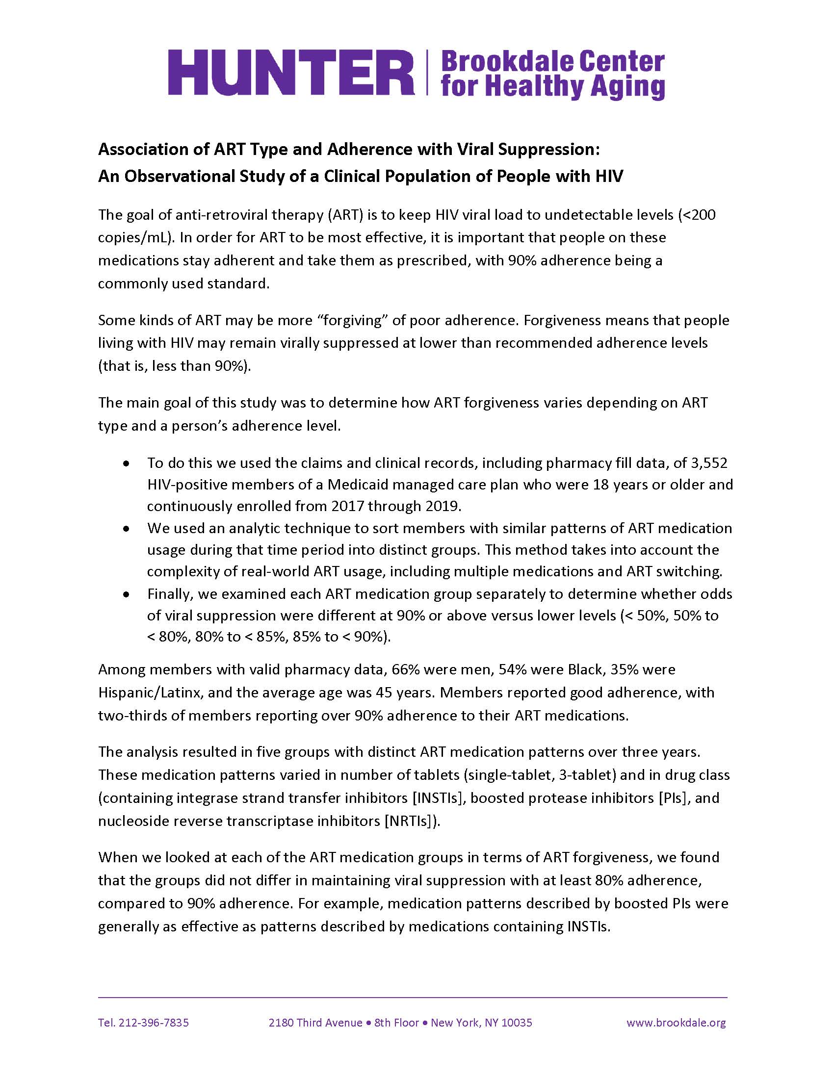 New Amida Care Study: ART Type and Adherence and Viral Suppression ...