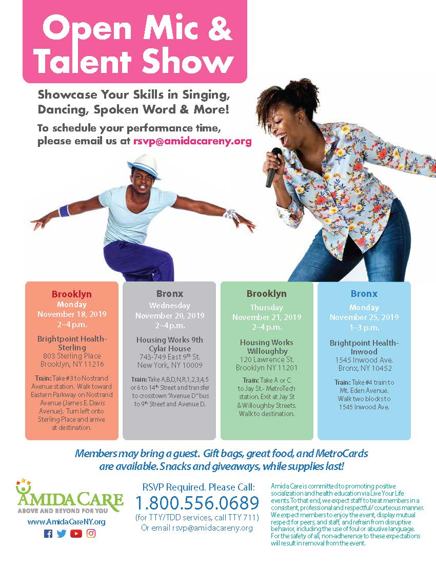 Open Mic & Talent Show - November 2019 LYL Events - Amida Care